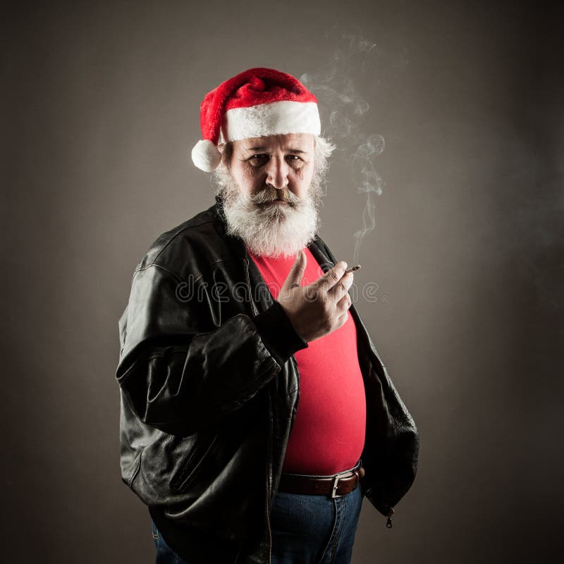 Grumpy badass Santa Claus stock image. Image of shot - 48680929