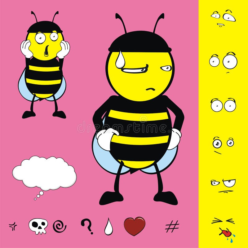 Grumpy Bee Cartoon Expressions Collection 1 Stock Vector - Illustration ...