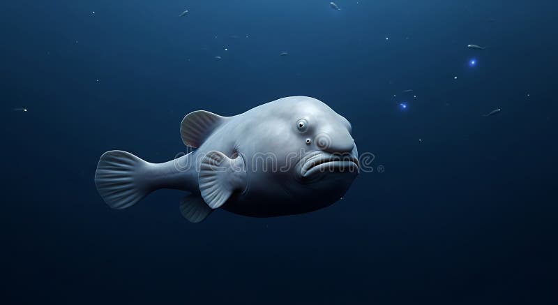 A Grumpy Blobfish in the Deep Blue Sea Stock Illustration ...