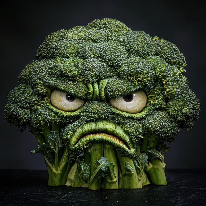 Grumpy Broccoli Character with Exaggerated Features Stock Photo - Image ...