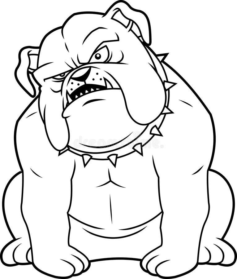Grumpy Bulldog Cartoon Character Sitting with Angry Face Stock Vector ...