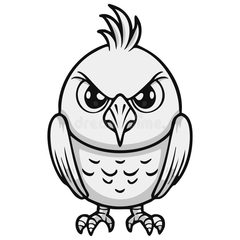 Grumpy Cartoon Bird Character with an Angry Face and Furrowed Eyebrows ...