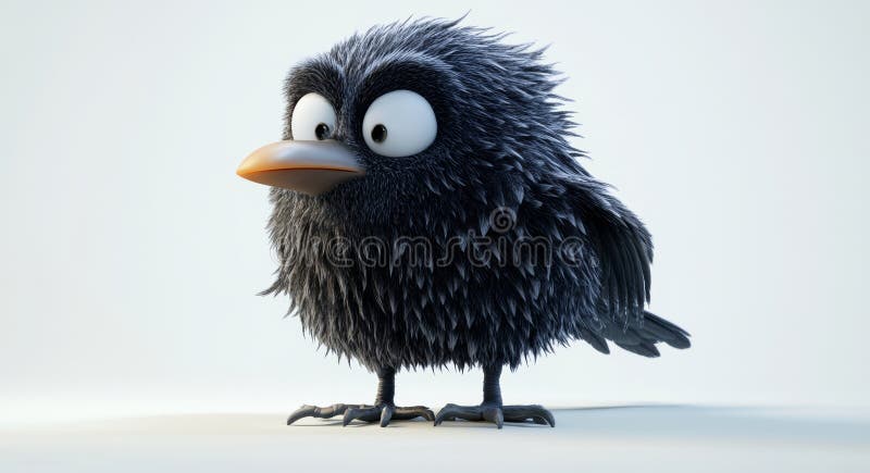 A Grumpy Cartoon Crow Stands on a Soft Pink Background in this ...