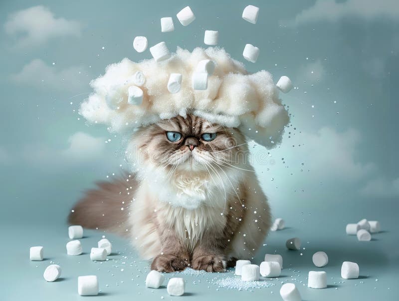 A Grumpy Cat Dressed As a Grumpy Cloud Rains Down Tiny Marshmallows ...