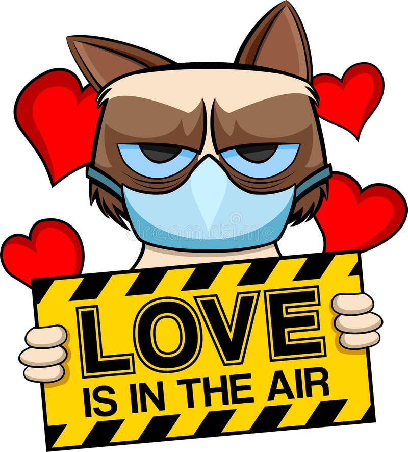 Grumpy Cat Love is in the Air Stock Illustration - Illustration of sign ...