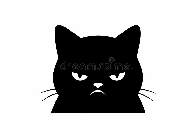 Grumpy cat silhouette stock vector. Illustration of ears - 374895460