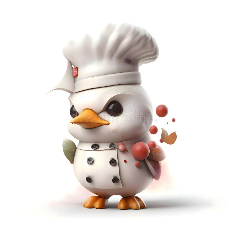 The Grumpy Chef: a 3D Render of an Angry Little Bird in a Chef S Hat ...