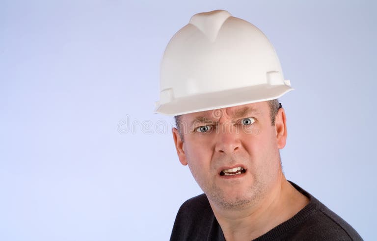 Grumpy Construction Worker stock photo. Image of copy - 7780574