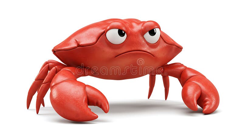 Grumpy Crab: a 3D Rendered Cartoon Illustration Stock Illustration ...