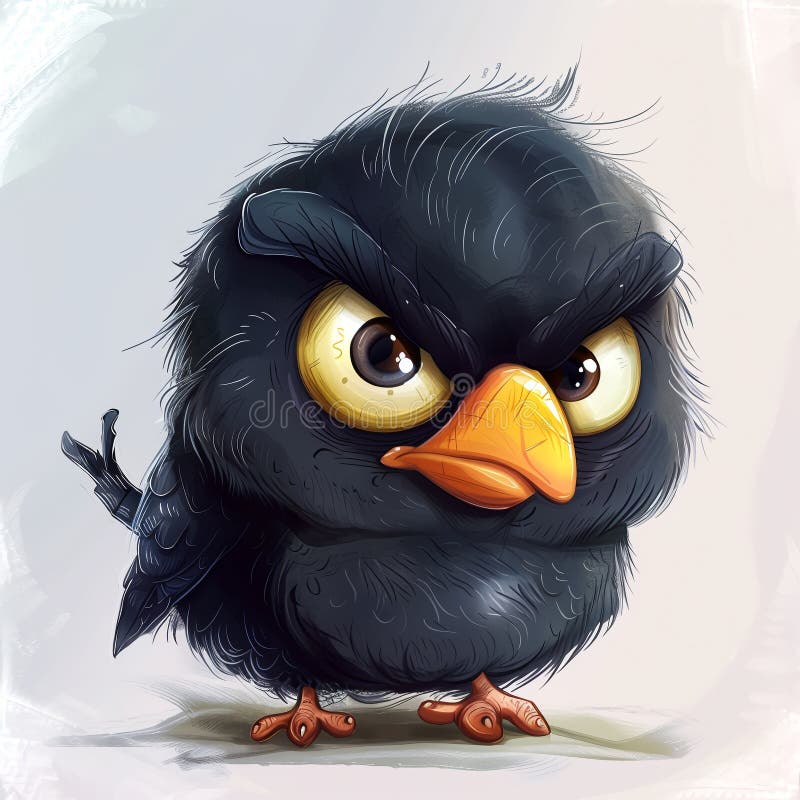 Grumpy Cute Bird. Sticker Clipart. AI Generated Stock Illustration ...