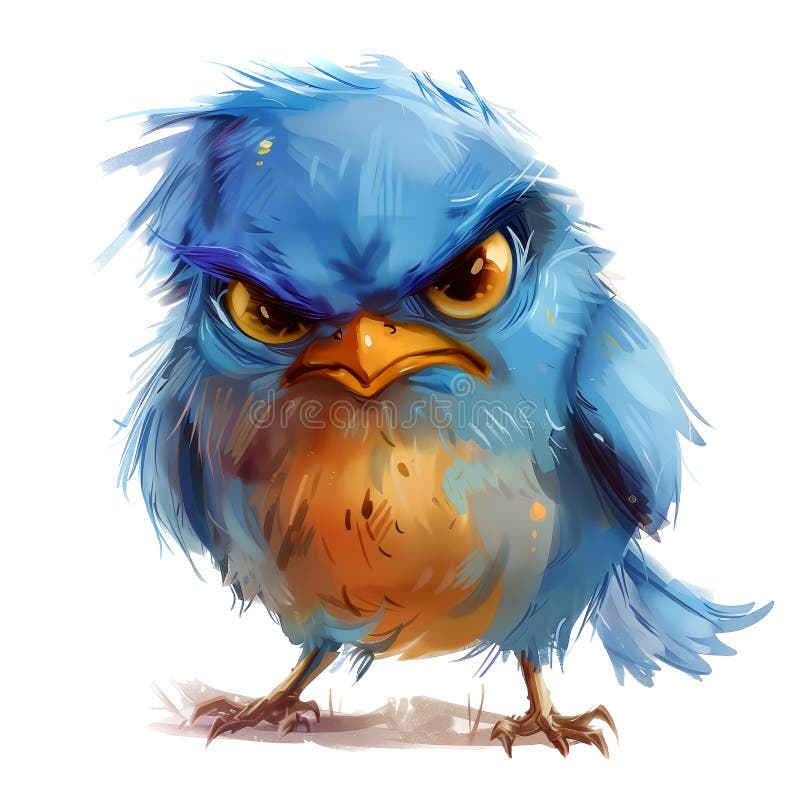 Grumpy Cute Bird. Sticker Clipart. AI Generated Stock Illustration ...