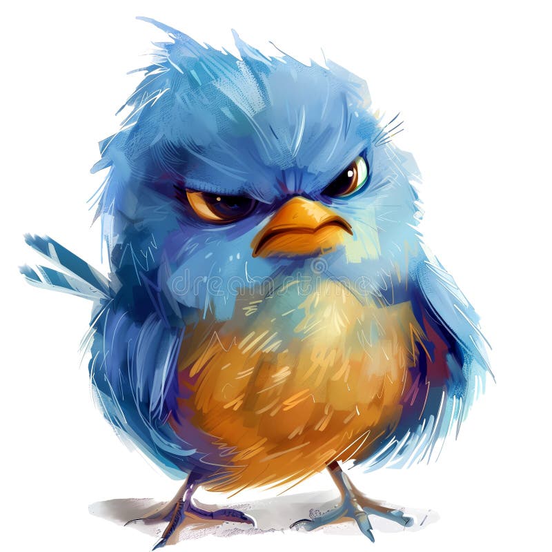 Grumpy Cute Bird. Sticker Clipart. AI Generated Stock Illustration ...