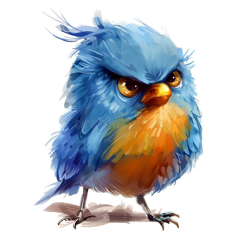 Grumpy Cute Bird. Sticker Clipart. AI Generated Stock Illustration ...