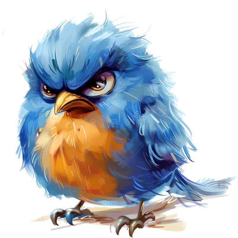 Grumpy Cute Bird. Sticker Clipart. AI Generated Stock Illustration ...