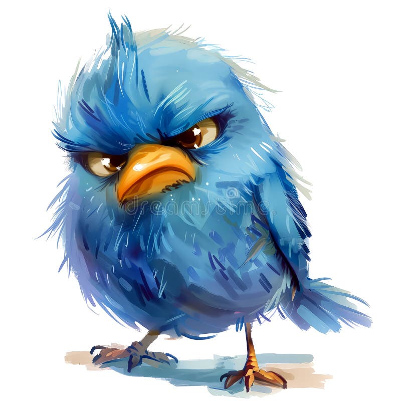 Grumpy Cute Bird. Sticker Clipart. AI Generated Stock Illustration ...