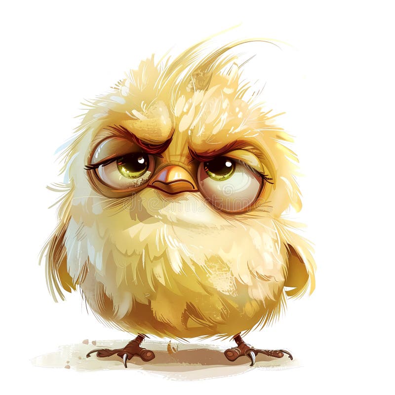 Grumpy Cute Bird. Sticker Clipart. AI Generated Stock Illustration ...