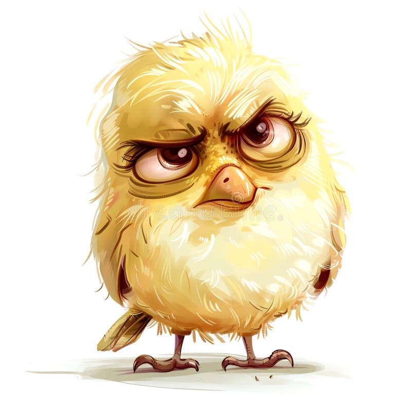 Grumpy Cute Bird. Sticker Clipart. AI Generated Stock Illustration ...