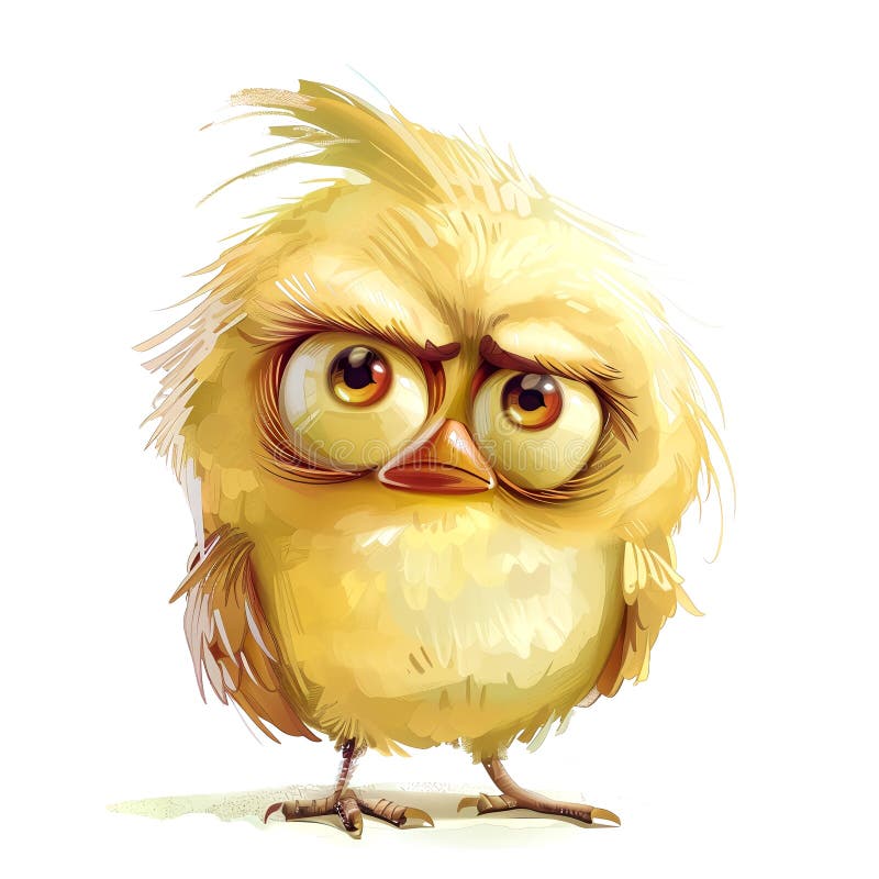 Grumpy Cute Bird. Sticker Clipart. AI Generated Stock Illustration ...