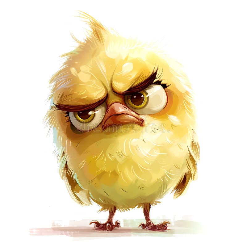 Grumpy Cute Bird. Sticker Clipart. AI Generated Stock Illustration ...