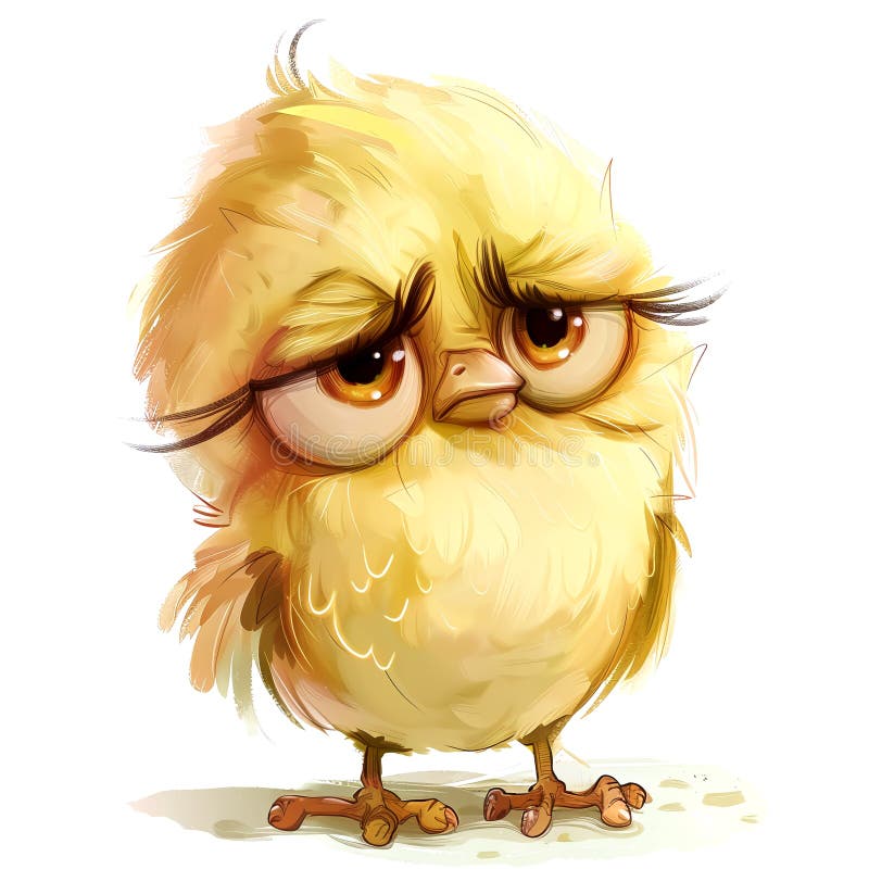 Grumpy Cute Bird. Sticker Clipart. AI Generated Stock Illustration ...