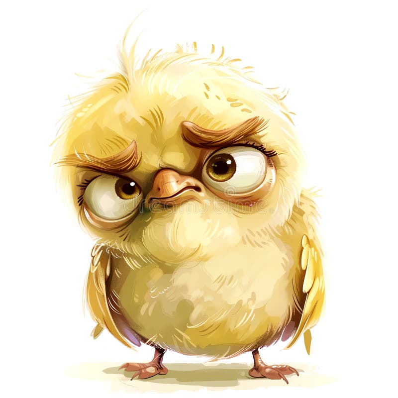 Grumpy Cute Bird. Sticker Clipart. AI Generated Stock Illustration ...
