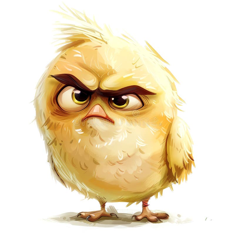 Grumpy Cute Bird. Sticker Clipart. AI Generated Stock Illustration ...