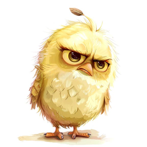 Grumpy Cute Bird. Sticker Clipart. AI Generated Stock Illustration ...