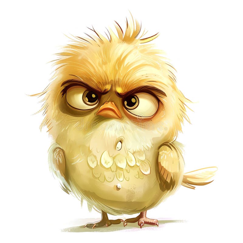 Grumpy Cute Bird. Sticker Clipart. AI Generated Stock Illustration ...