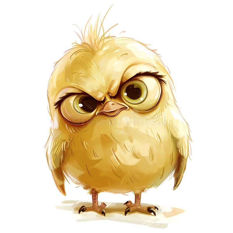 Grumpy Cute Bird. Sticker Clipart. AI Generated Stock Illustration ...