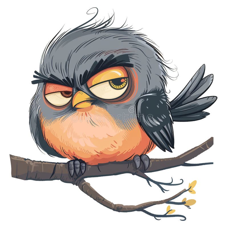 Grumpy Bird Couple Cartoon Portrait Stock Illustration - Illustration ...
