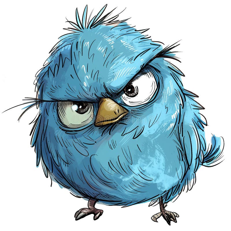 Grumpy Cute Bird. Sticker Clipart. AI Generated Stock Illustration ...
