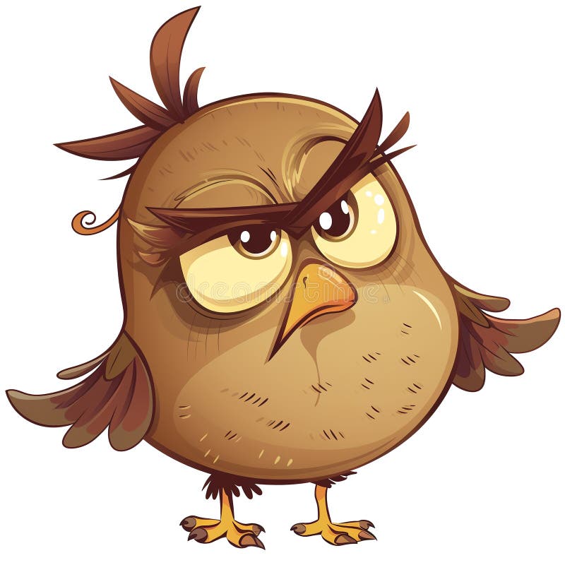 Grumpy Cute Bird. Sticker Clipart. AI Generated Stock Illustration ...