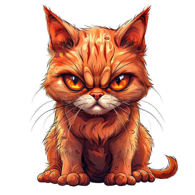 Grumpy and Cute Orange Cat Illustration Stock Illustration ...