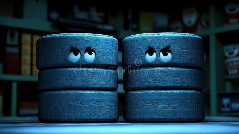 Grumpy Database Cylinders stock photo. Image of software - 386969456