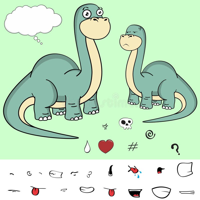 Angry Large Neck Dinosaur Expressions Cartoon Background Stock Vector ...