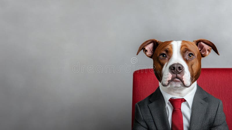 Grumpy Dog Wearing Business Suit, Exuding Serious Demeanor Stock Image ...