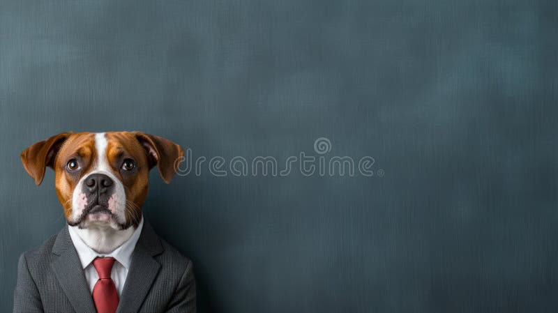 Grumpy Dog Wearing Business Suit, Looking Serious and Professional ...