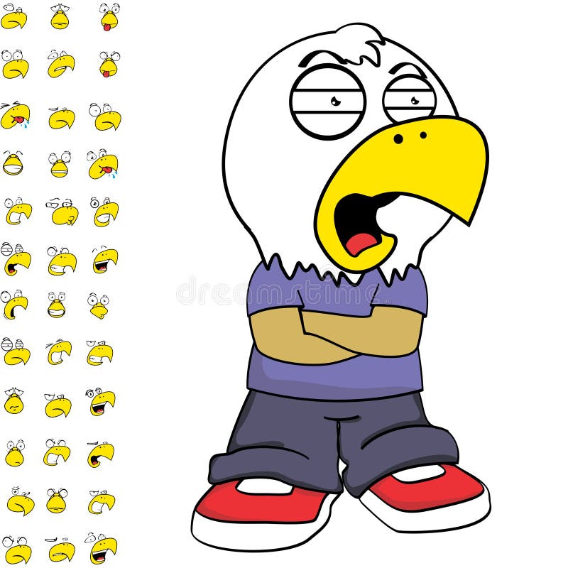 Grumpy Eagle Young Kid Character Cartoon Expressions Set Pack Stock ...