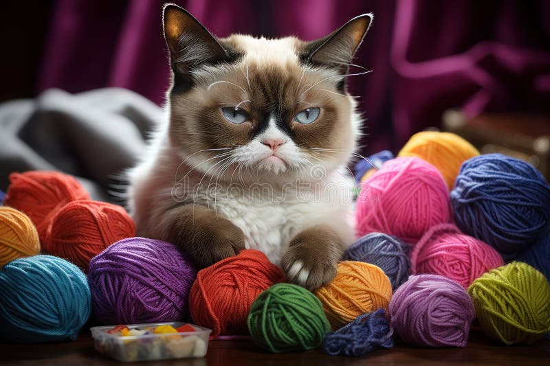Grumpy Faced Cat Gets Dressed by Owner. Generative AI Stock Photo ...