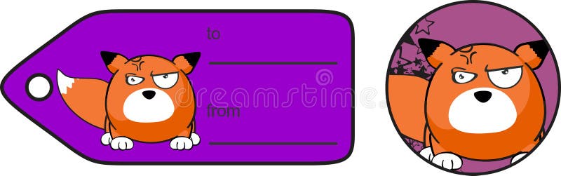Grumpy Fox Ball Style Cartoon Gift Card Sticker Set Stock Vector ...