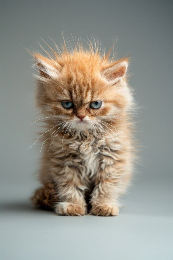 A Grumpy Ginger Kitten Seems To Squint at the World Stock Image - Image ...
