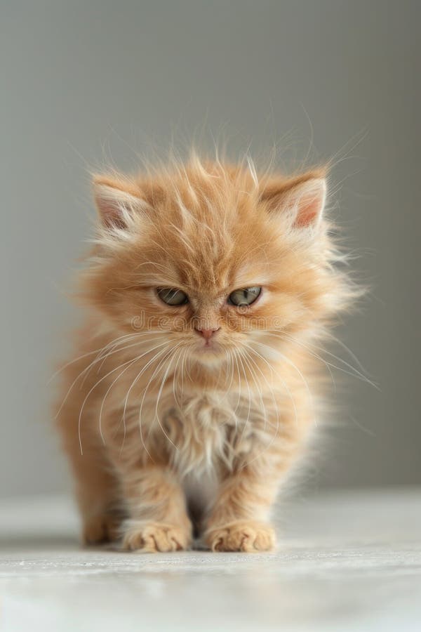 Adorable Ginger Kitten Holding Blank White Sign Isolated on White ...