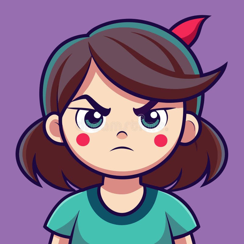 Grumpy Girl Facial Expression Stock Vector - Illustration of girl, head ...