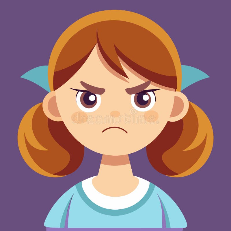 Grumpy Girl Facial Expression Stock Vector - Illustration of woman ...