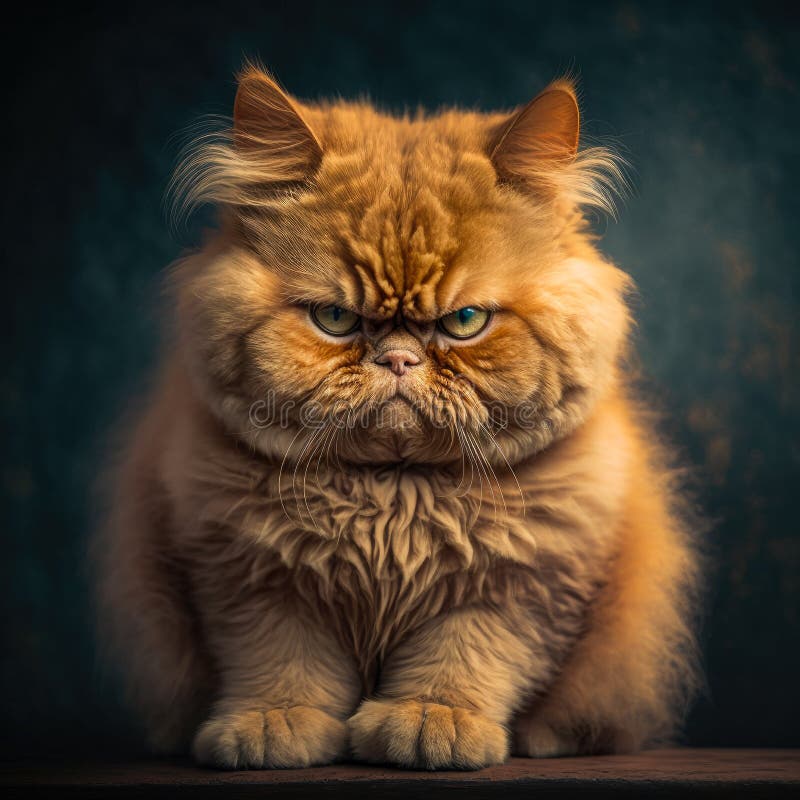 Ginger Grumpy Cat Standing Serious - Side Head View Stock Photo - Image ...