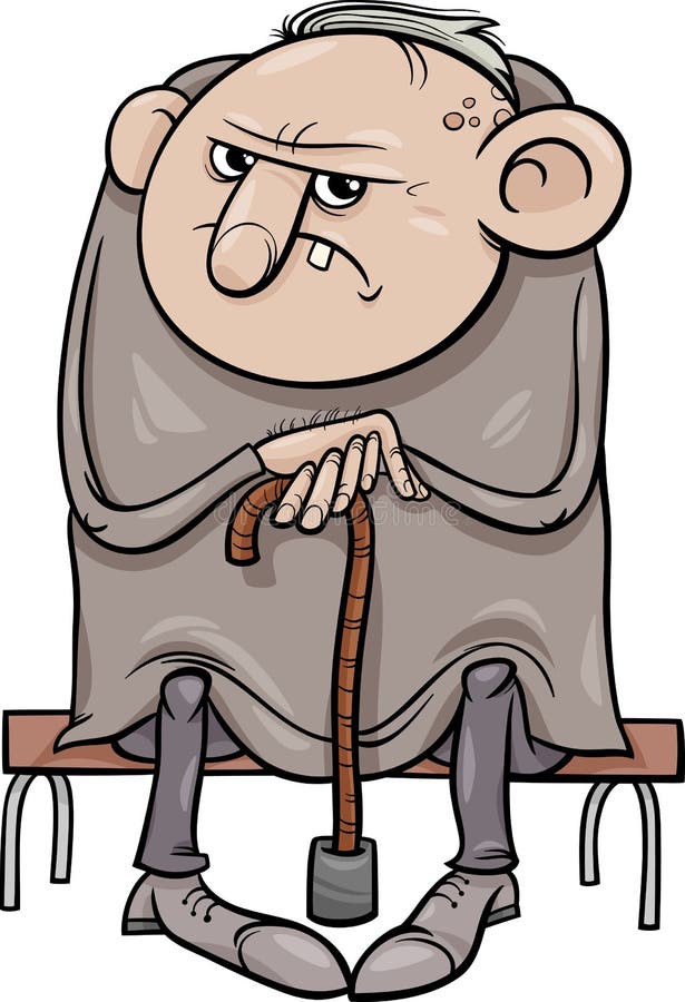 Grumpy Old Man Cartoon Illustration Stock Vector - Illustration of ...