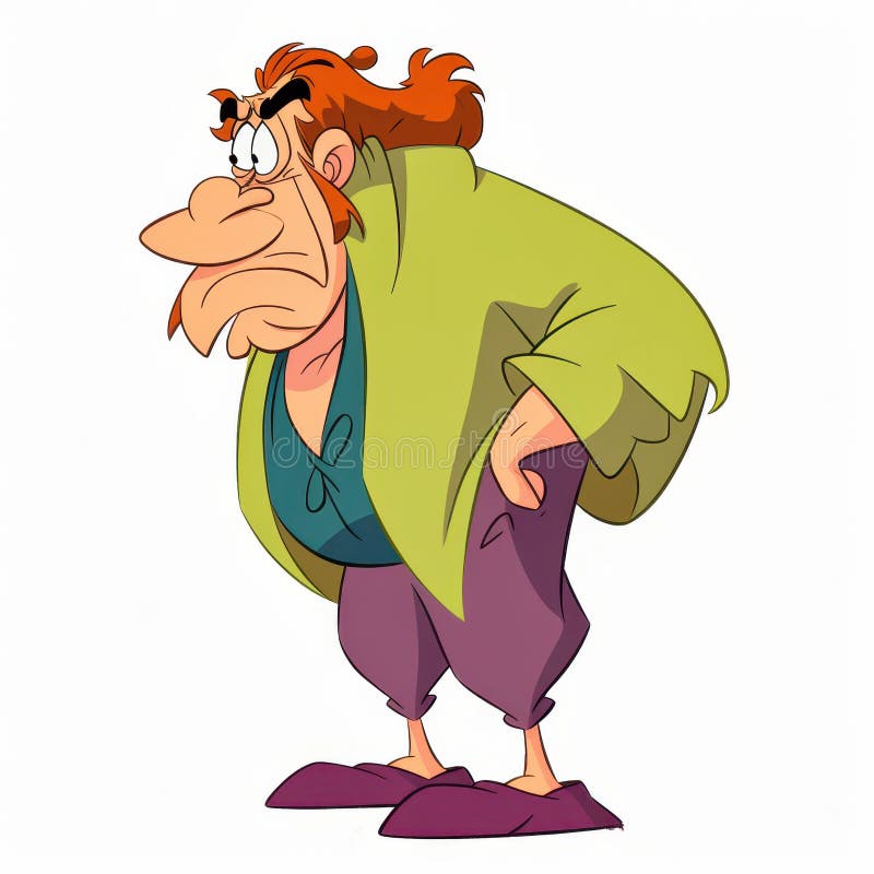 A Grumpy Old Man in Vibrant Clothing Stands with Hands on Hips ...