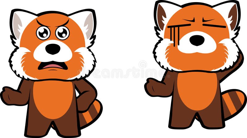 Grumpy Red Panda Cartoon Expressions Pack Illustration Stock Vector ...