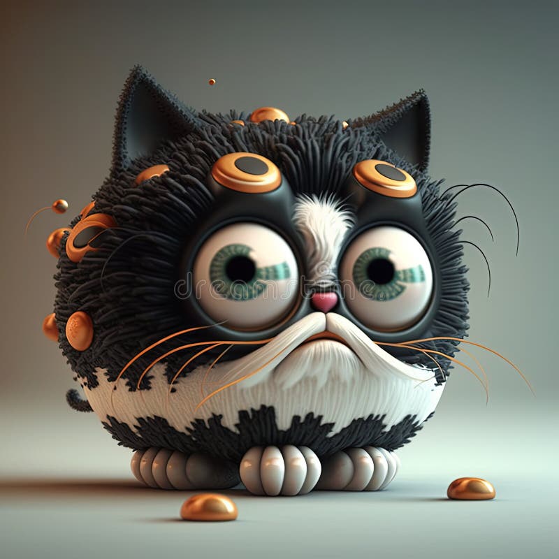 Grumpy and Sad Looking Monster Cat Stock Illustration - Illustration of ...