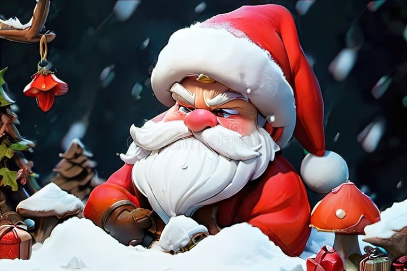 Grumpy Santa Clause Sitting in the Snow at 17-9-2024 Stock Image ...